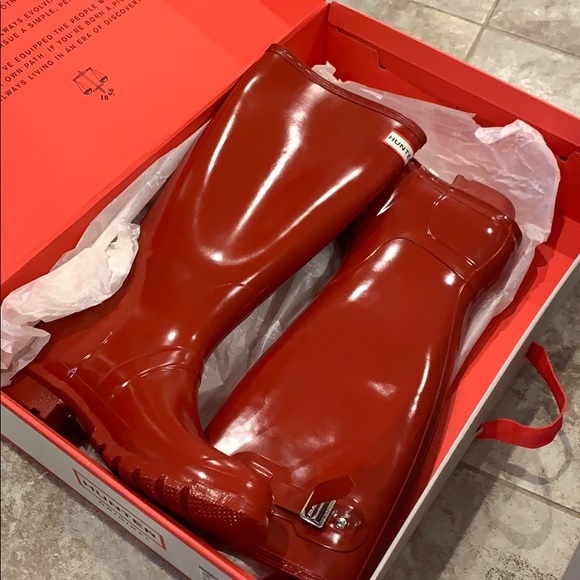 Hunter | Shoes | Hunter Boots Original Tall Gloss Military Red | Poshmark
